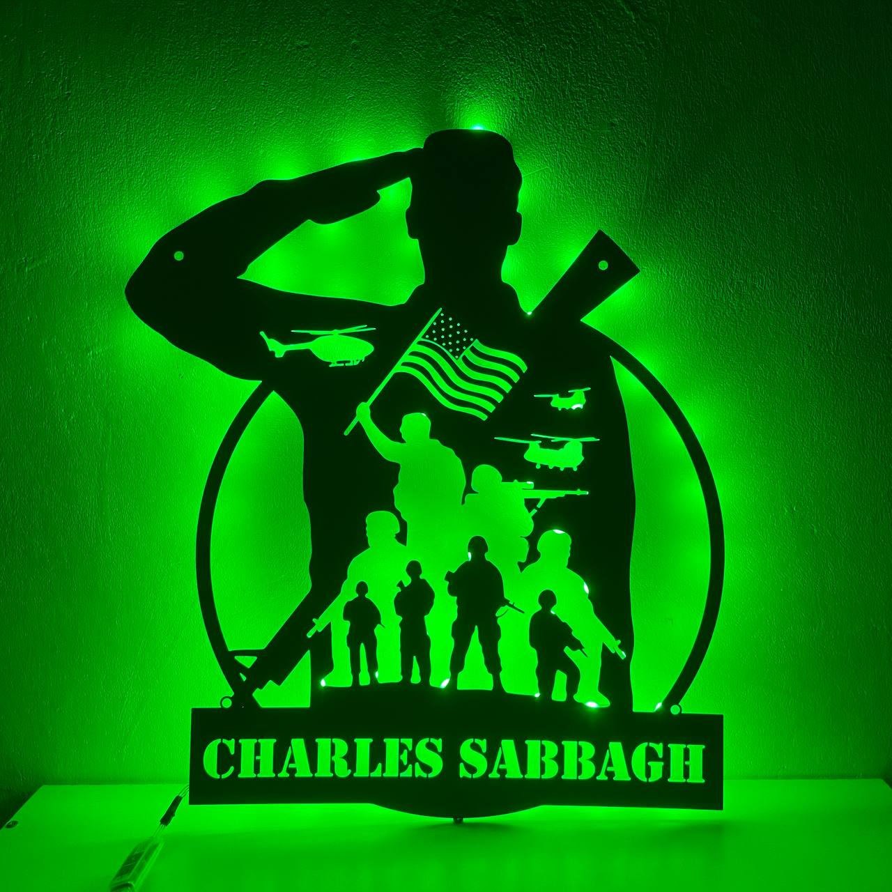 Custom US Soldier Military Metal Wall Art LED Light, Soldier Metal Sign ...