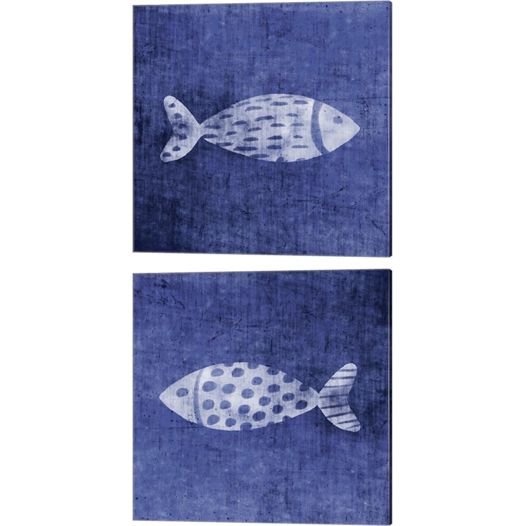 Dash Fish & Polka Dot Fish by Linda Woods 14" x 14" Canvas Wall Art ...