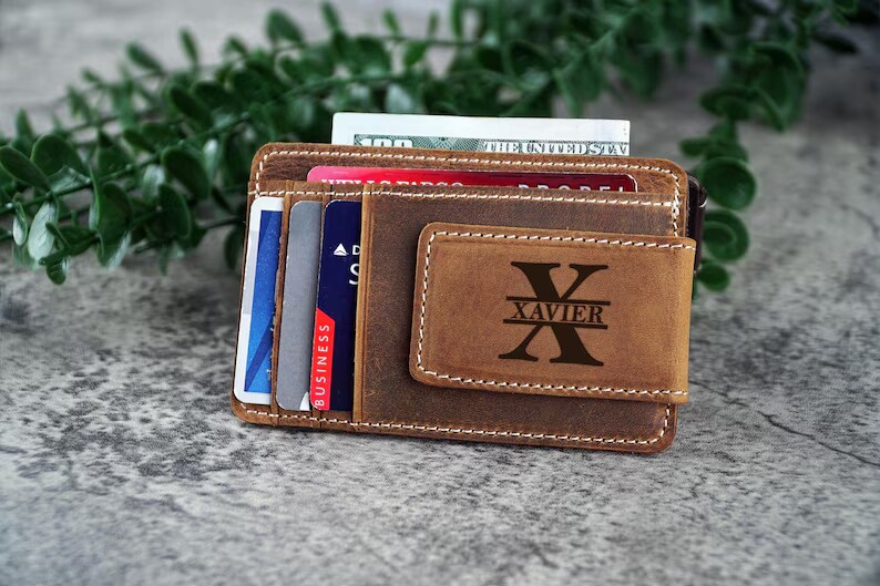 Leather Money Clip Wallet Magnetic Money Clip Custom Gift for Him Wallets for Men Engraved Wallet Leather Wallet Mens Christmas Gifts MakerPlace by Michaels
