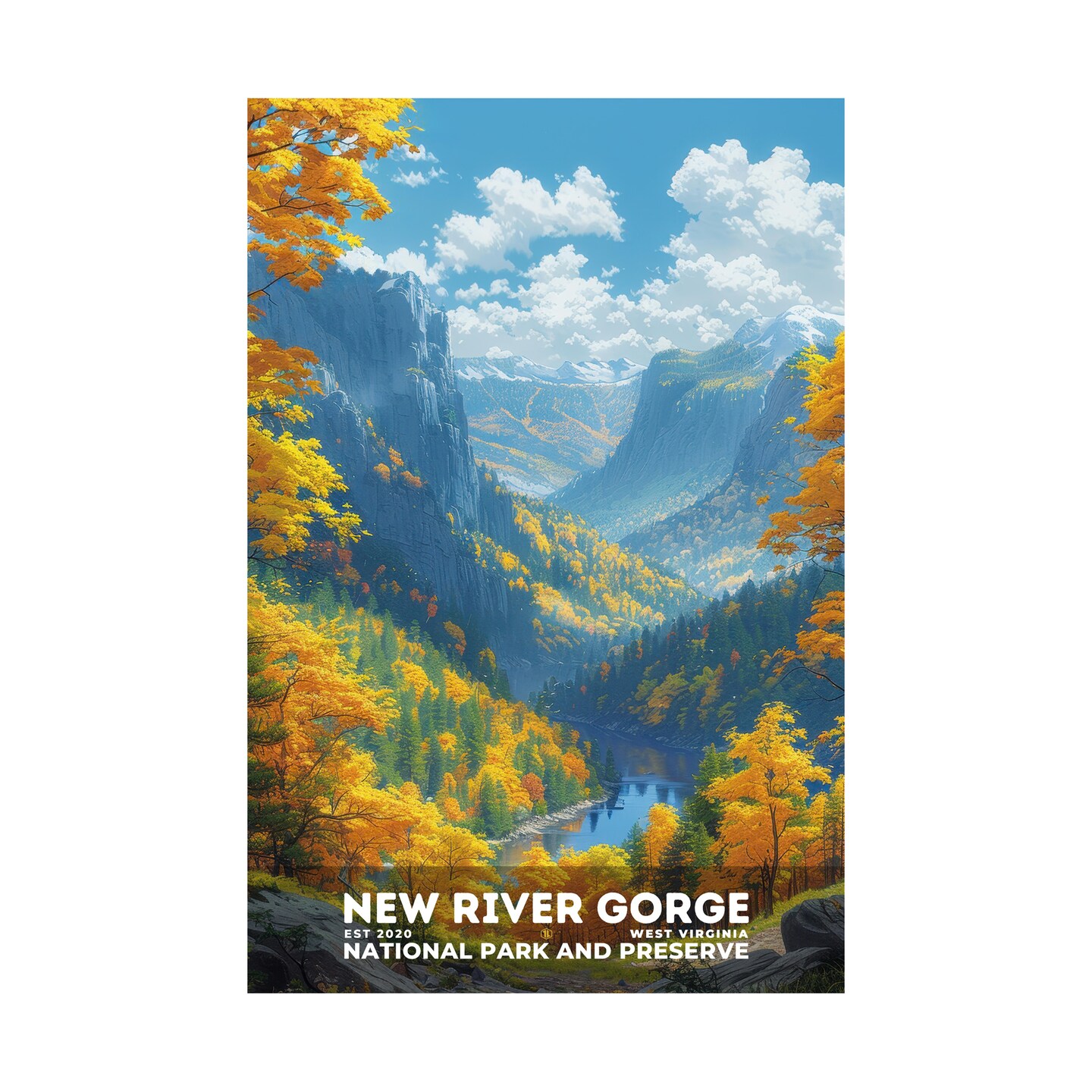New River Gorge National Park Poster, Travel Art, Office Poster, Home ...