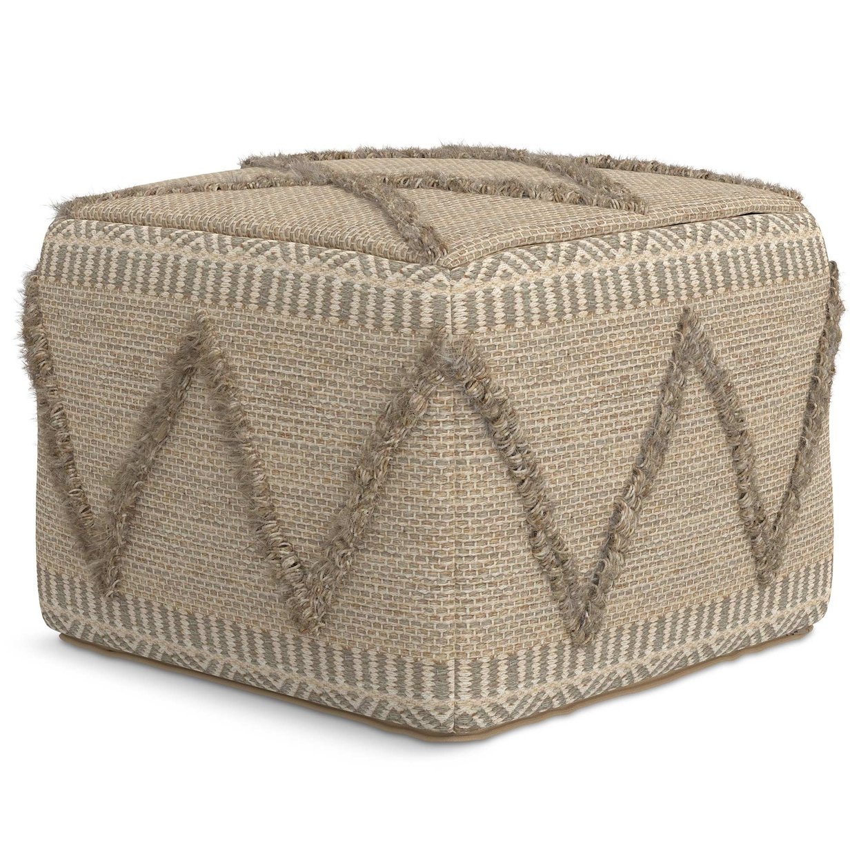 Simpli Home Sweeney Square Pouf Footstool Upholstered Natural Handloom Woven | Michaels