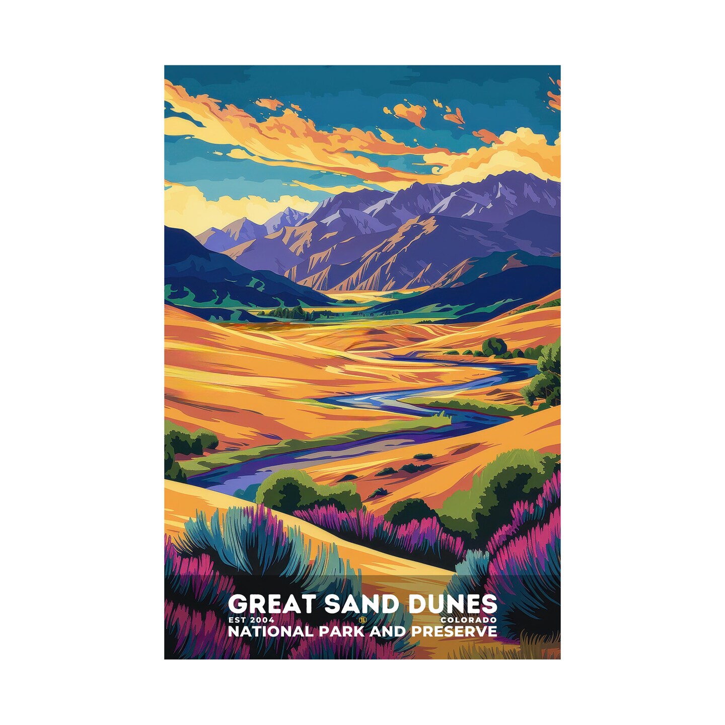 Great Sand Dunes National Park Poster, Travel Art, Office Poster, Home ...