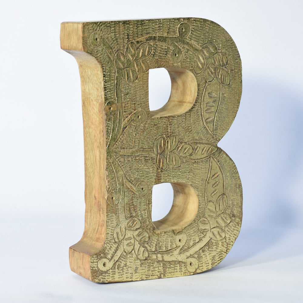 Handmade Eco-Friendly Gold Alphabet Letter Block Wall Mount Tabletop ...