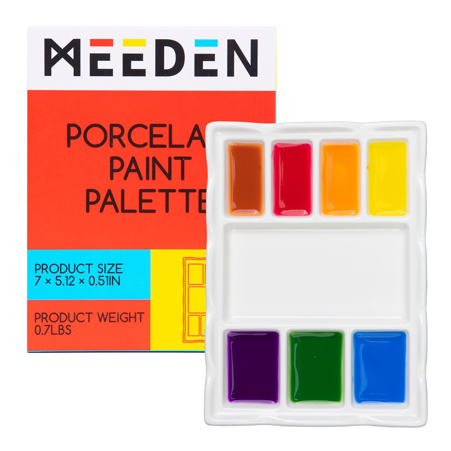 Meeden 8 Well Ceramic Artist Paint Palette Porcelain Paint Palette