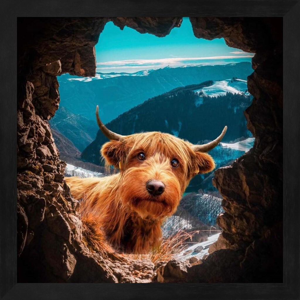 Cowpup by Pixelmated Animals 13" x 13" Framed Wall Art | Michaels