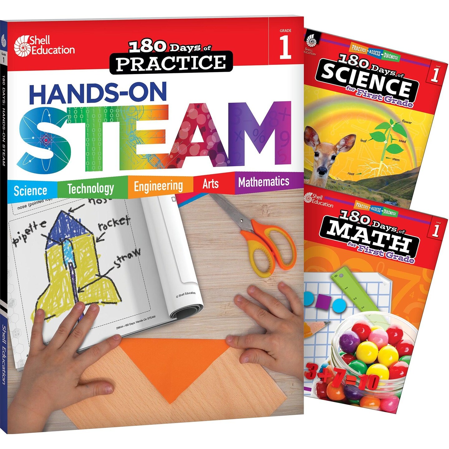 180 Days Books: STEAM, Science, & Math for Grade 1: Set of 3 Book ...