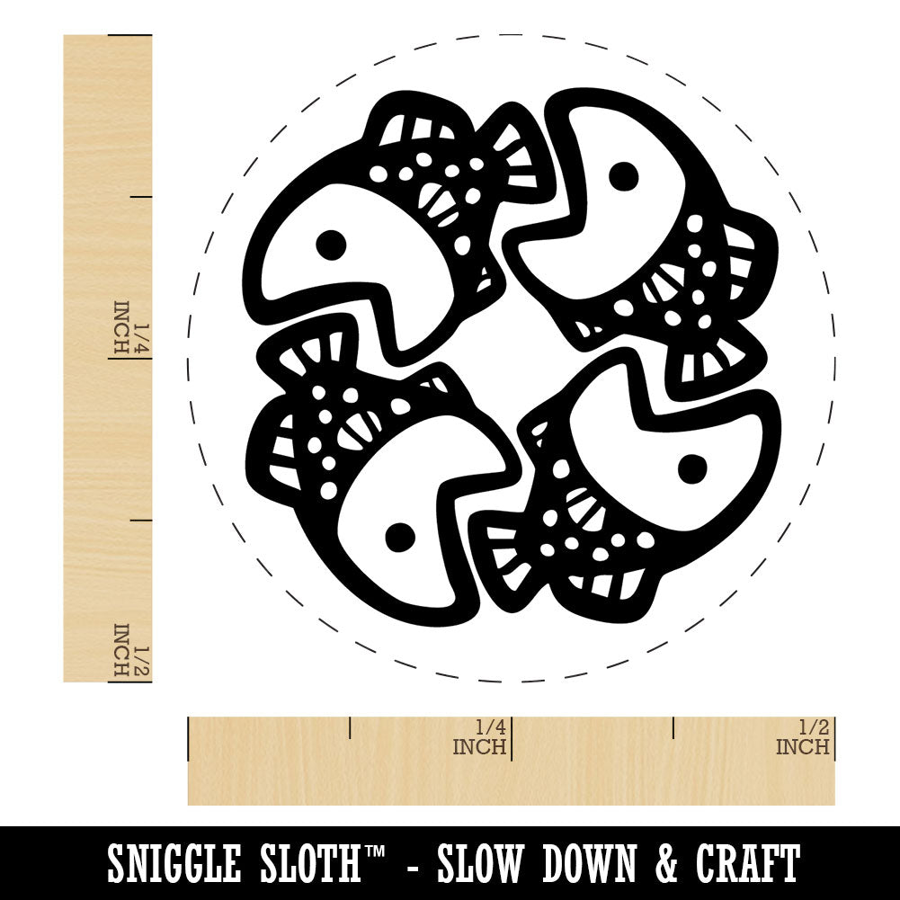 Four Fish Swimming In Circle Food Chain Self-Inking Rubber Stamp for ...