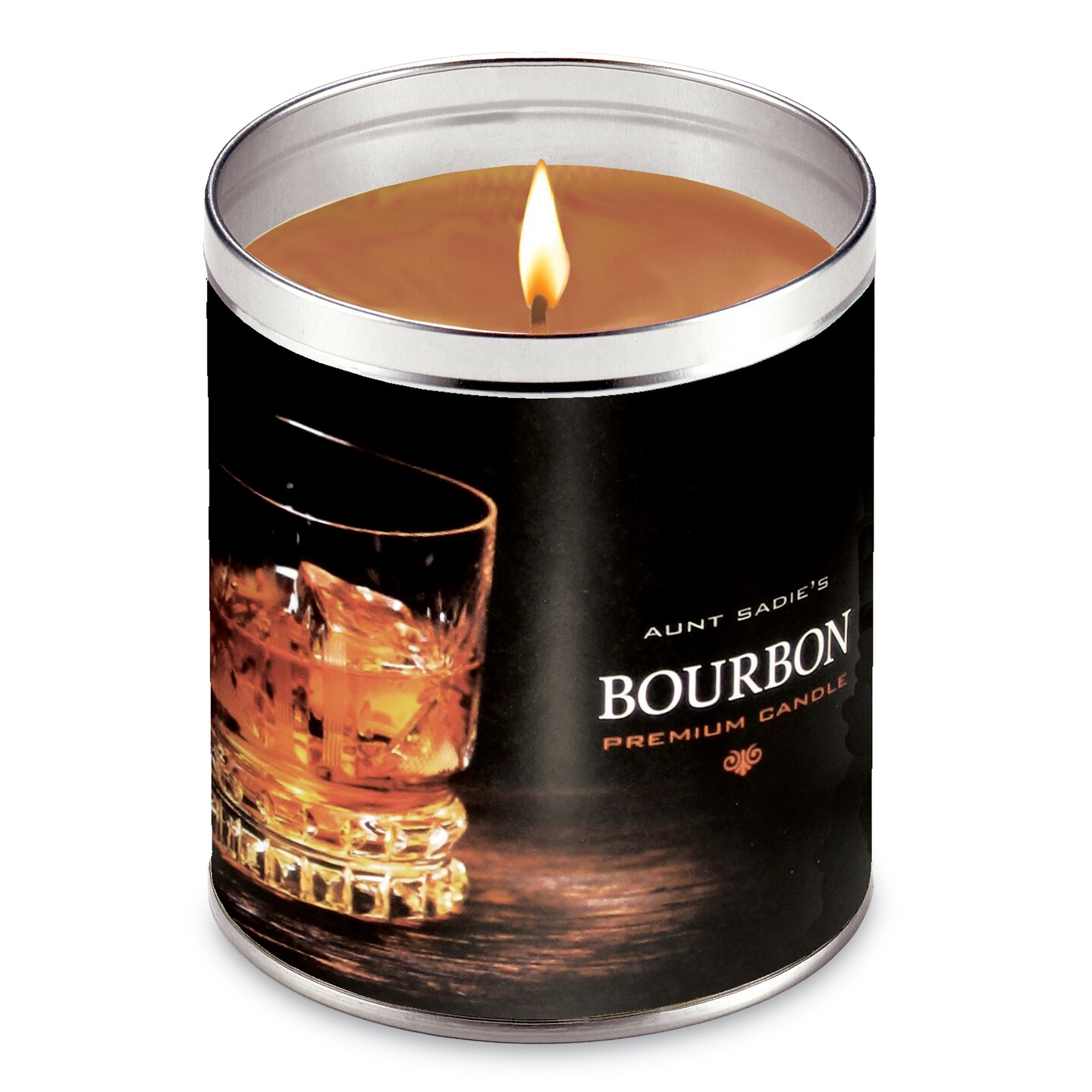 Collections Etc Bourbon Scented Candle in Decorative Tin, 70 Hour Burn ...