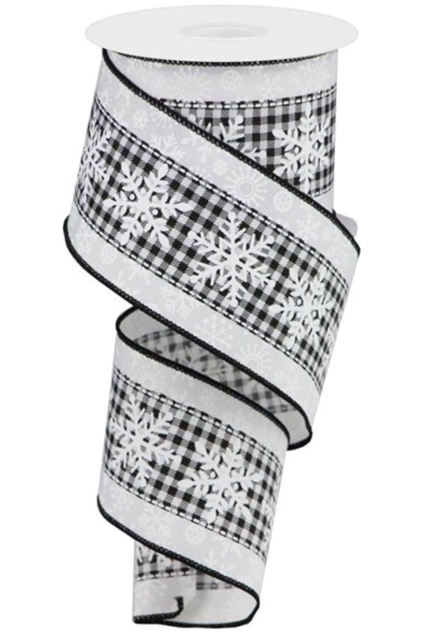 2.5" Snowflakes Check Ribbon: White (10 Yards) | Michaels