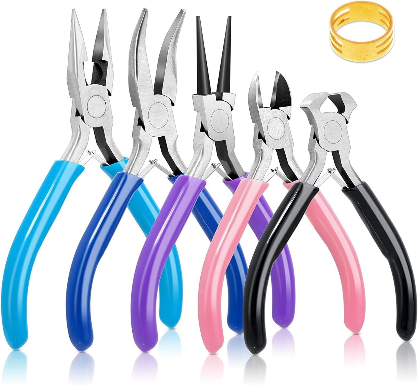 5-Piece Jewelry Pliers Set, Steel, Needle/Round/Chain & Bent Nose ...