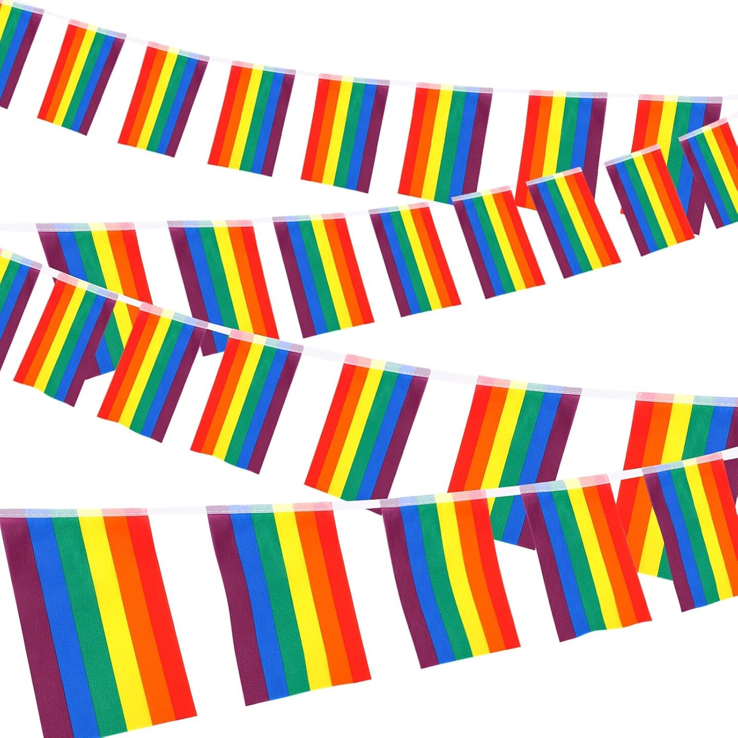100 Pcs Rainbow Flag Banner, 92 Feet Gay Pride Banner LGBT String Flags ...