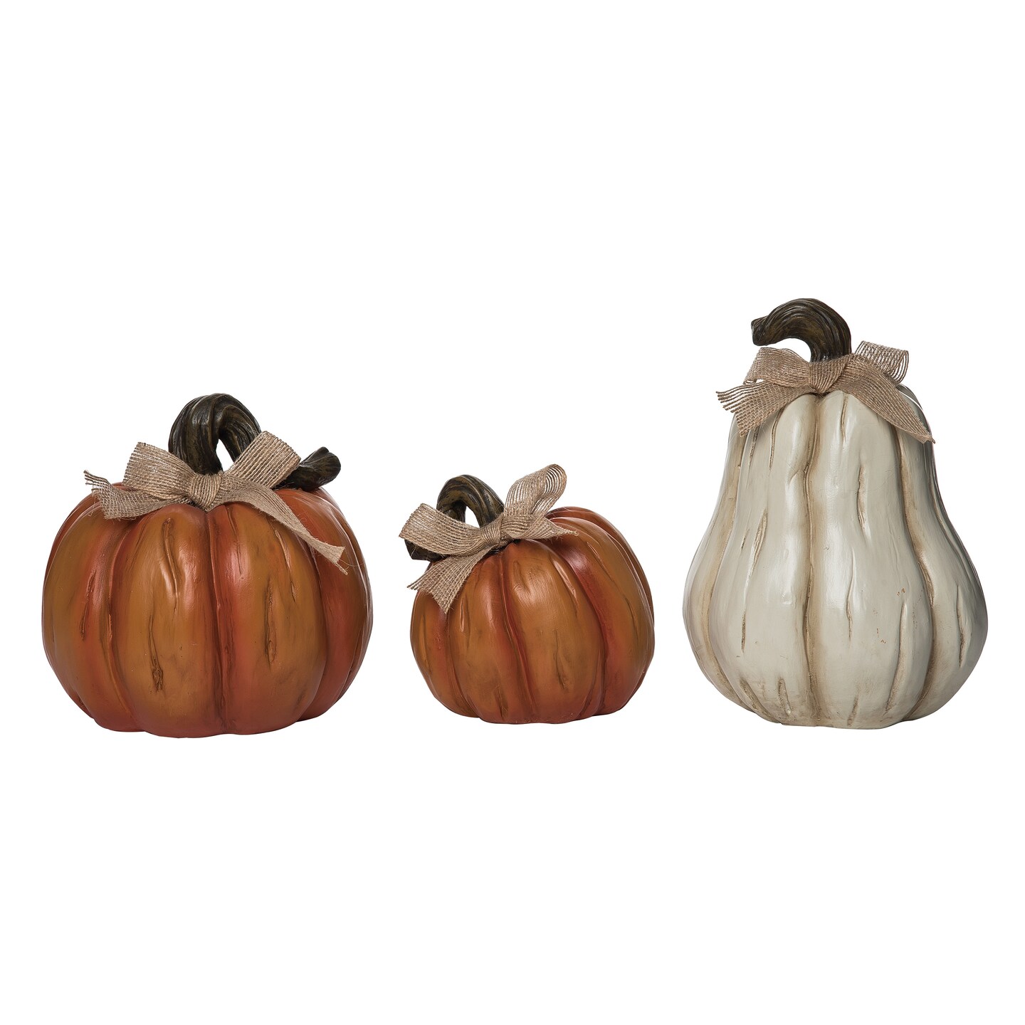 Transpac Resin 9 in. Multicolor Harvest Decorative Pumpkins Set of 3 ...