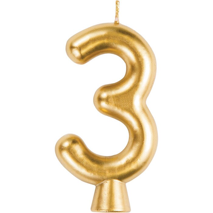 12 pc Bulk Gold Number 3 Candles | Michaels