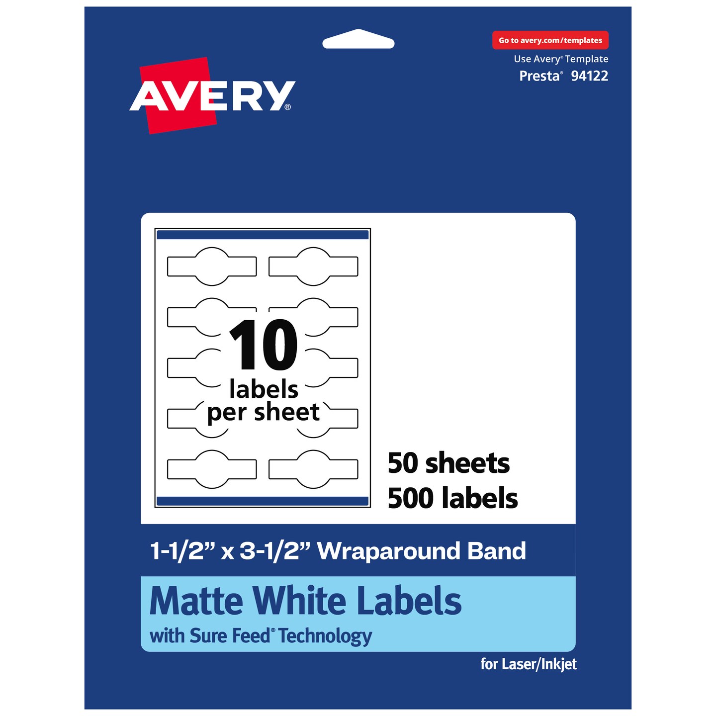 Avery Matte White Wraparound Labels with Sure Feed, 1-1/2" x 3-1/2 ...