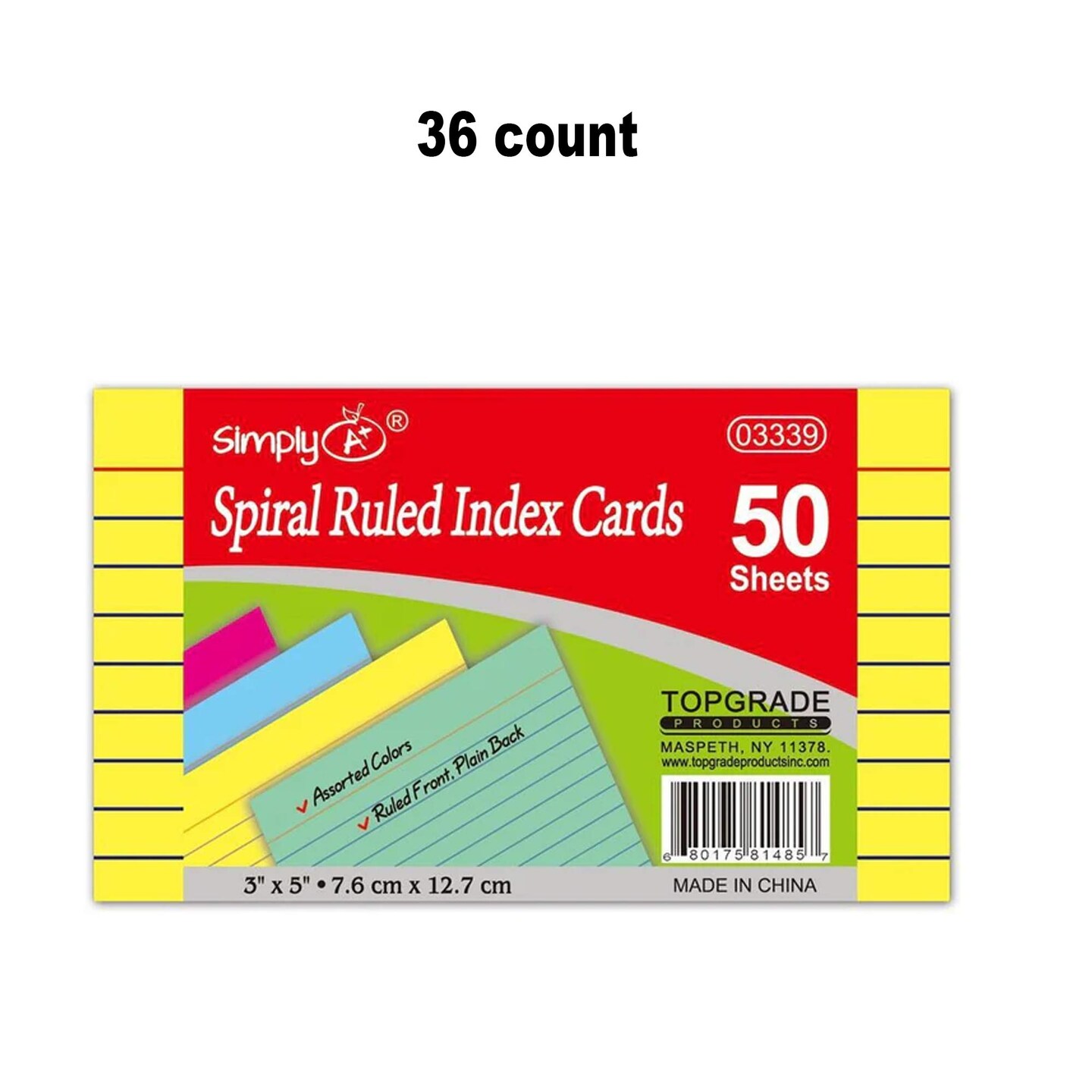 50Ct 3x5 Inches Ruled Index Cards Colored Spiral Bound Organized and ...