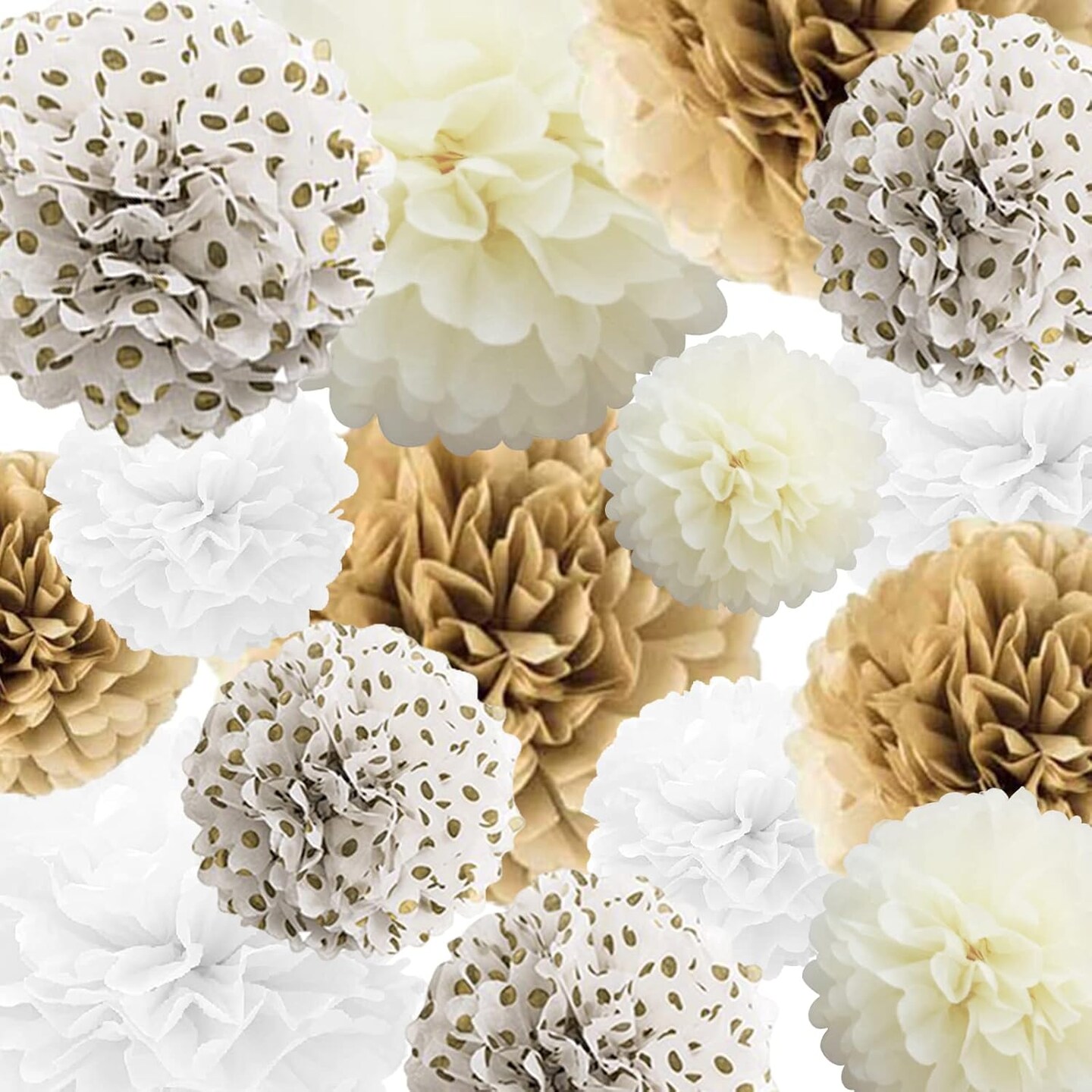 Tissue Paper Pompoms Ceiling Decors Paper Flower 22 Pcs Khaki ,Beige ...