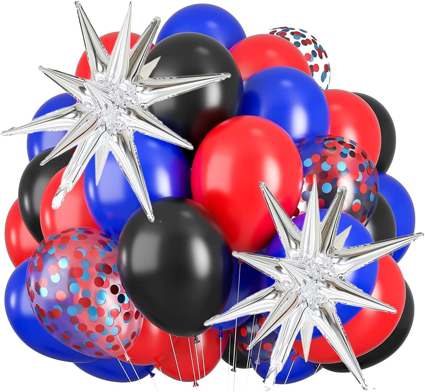Red Blue Black Balloon Set, Spider Themed Balloons with Silver Boom ...