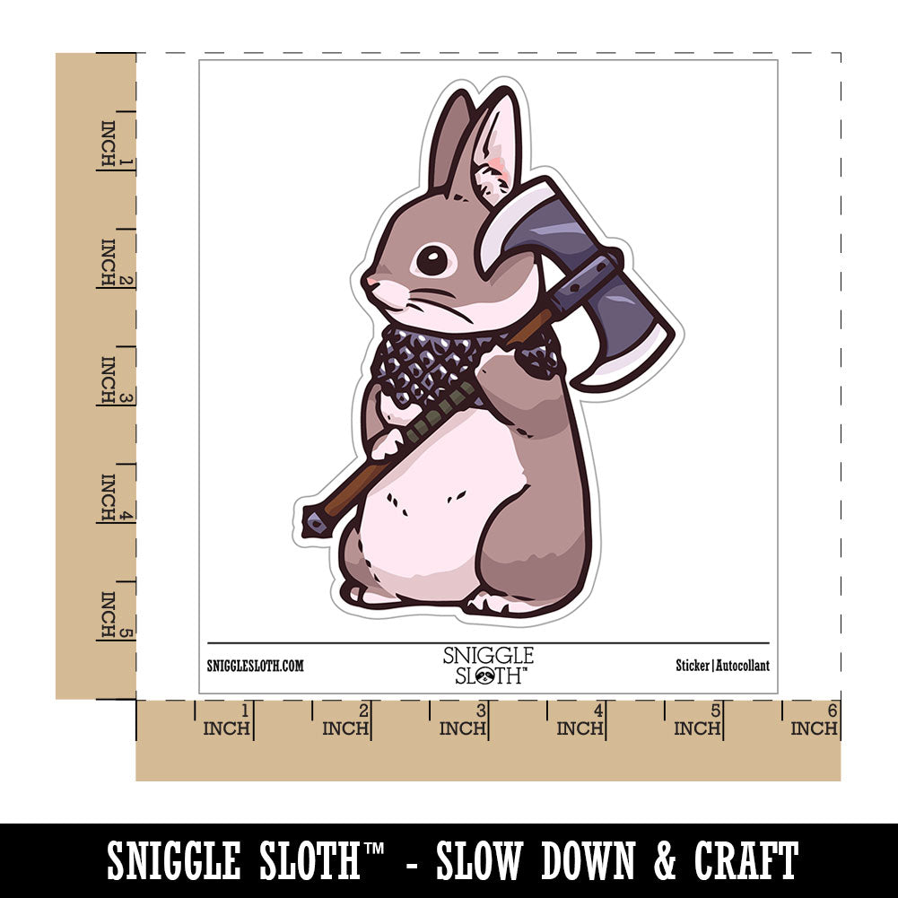 Water Bottle Sticker Set Battle Bunny Rabbit with Axe and Scale Armor ...