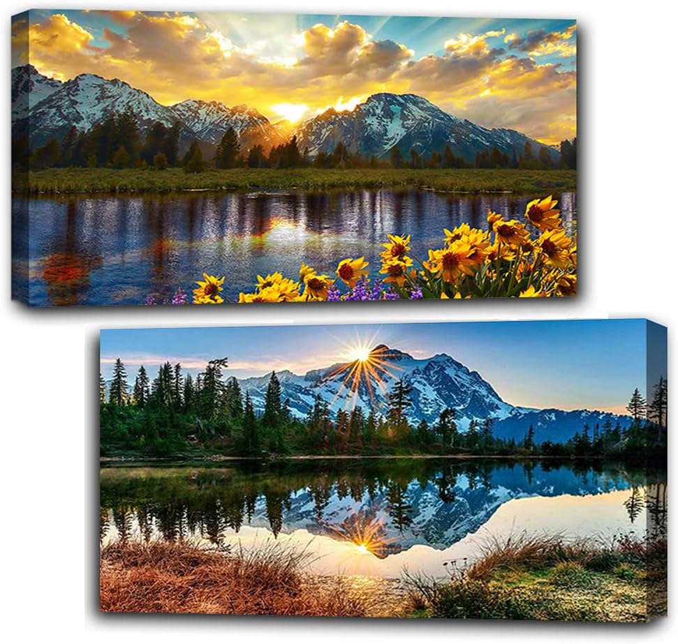2 Pack Diamond Painting Kits，Large 5D DIY Sunset Diamond Painting Kits ...