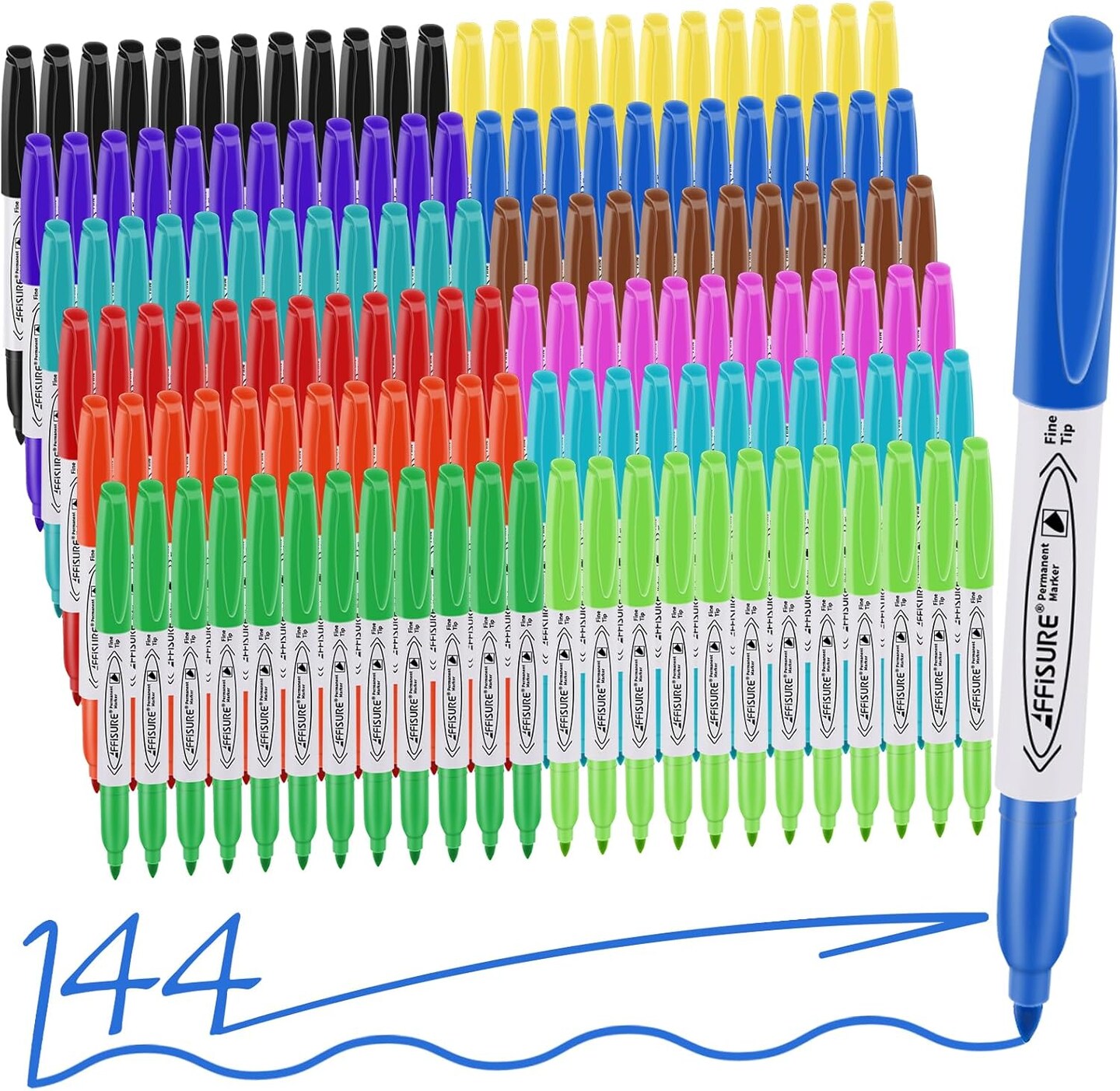 12 Colors Permanent Markers, 144 Pack Permanent Markers, Assorted ...
