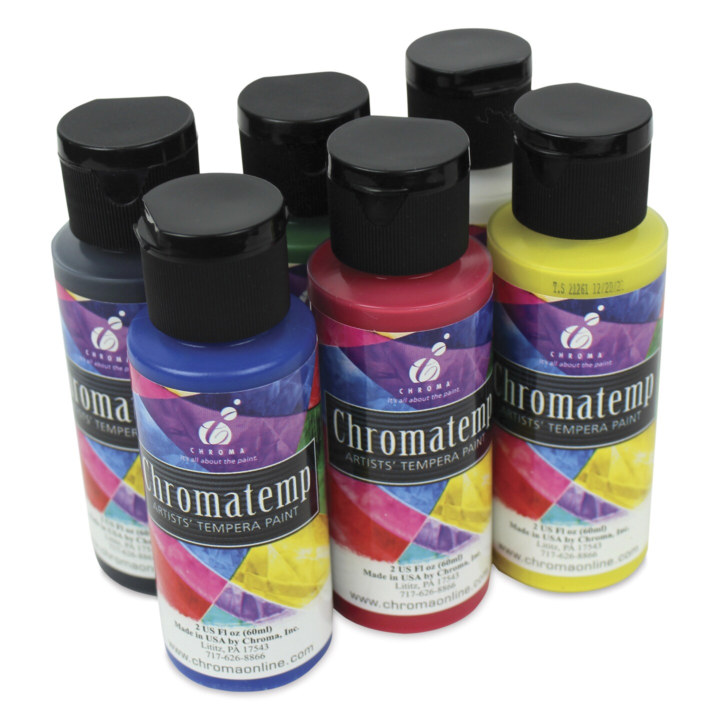 Chroma Chromatemp Artists' Tempera Paint - Set of 6, Assorted Colors, 2 ...