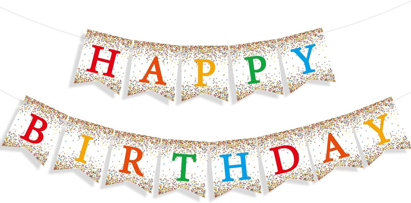 Happy Birthday Party Banner Confetti Sprinkle Birthday Decoration ...