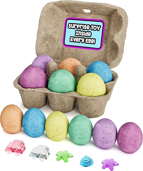 6ct Surprise Inside Sidewalk Chalk Eggs – Washable Outdoor Activity for ...