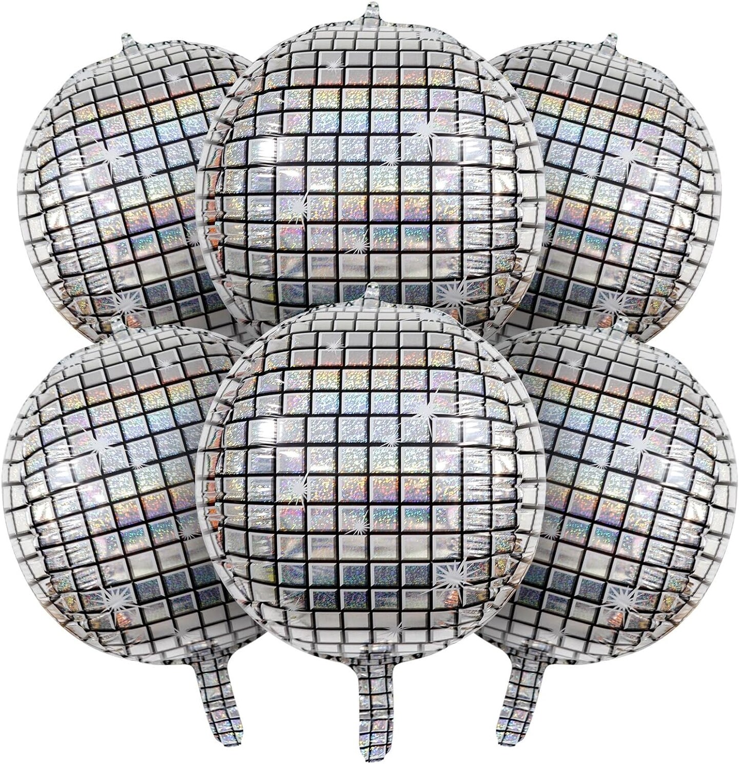 6 PCS Disco Ball Balloons Silver Disco Mylar Foil Balloons 22 Inch Huge ...
