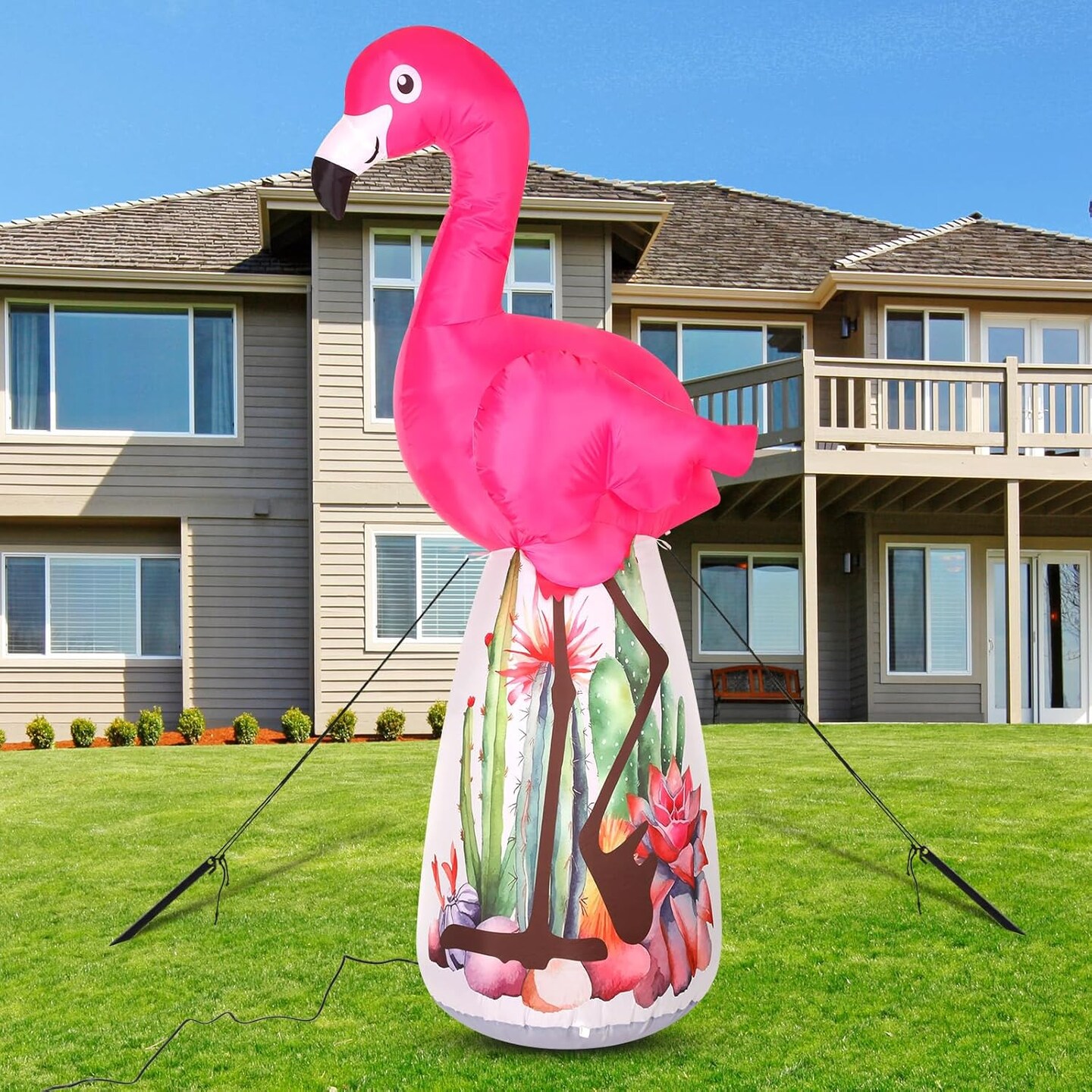6 Ft Inflatable Flamingo Outdoor Decoration Pre Lit LED Lights ...