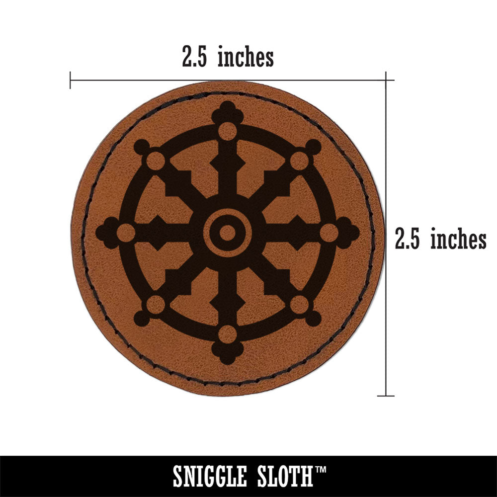Dharma Wheel of Law Buddhism Hinduism Religion Round Iron-On Engraved ...