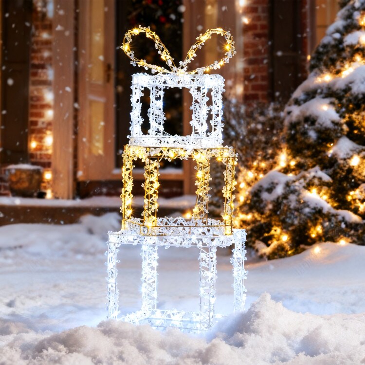 Set of 3 Lighted Gift Boxes Christmas Decoration with 200 LED Lights ...