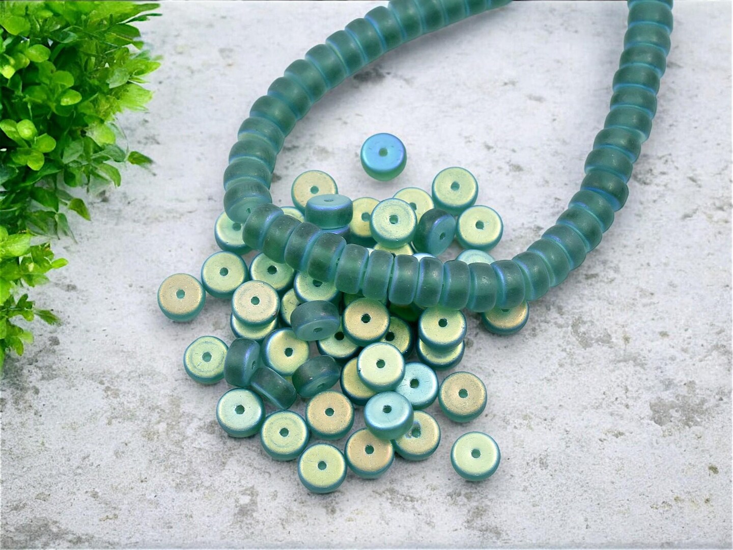 *50* 6x3mm Matte Sea Green AB Heishi Beads | Michaels