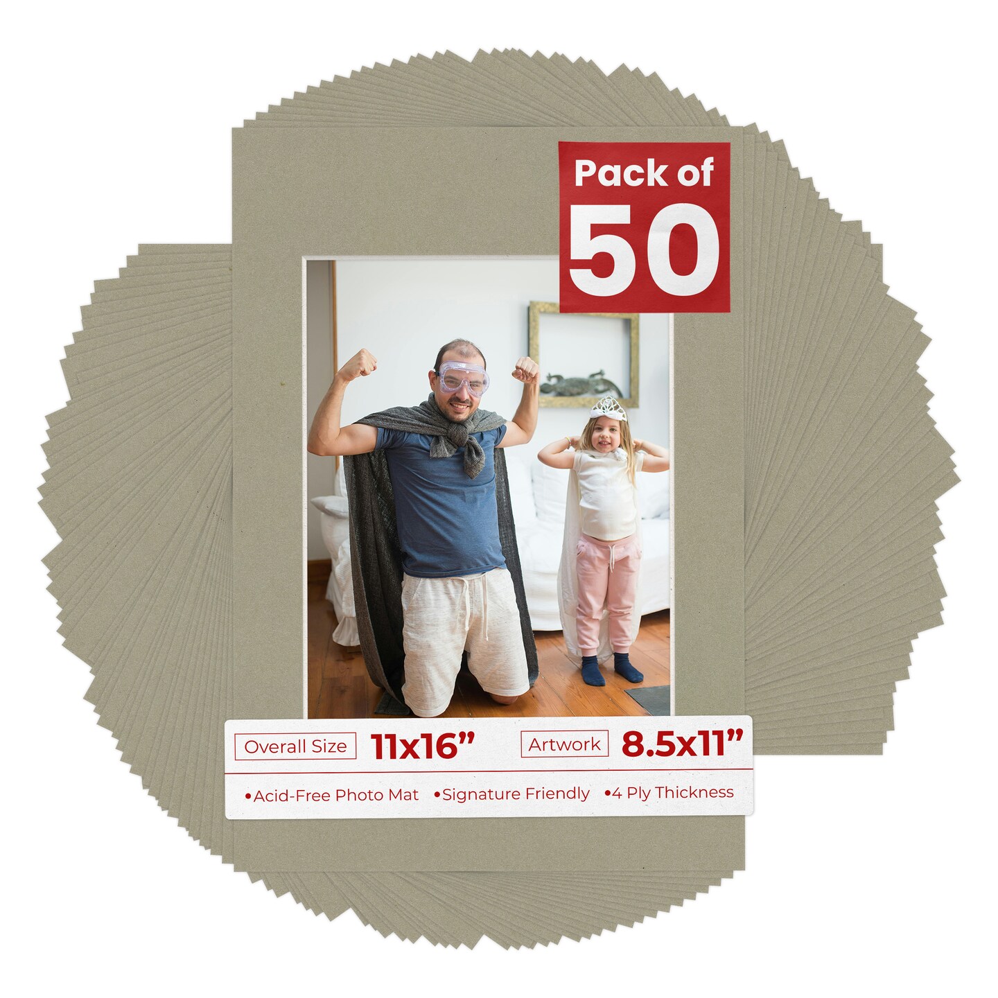 Umber Green Mat Board for 11x16 Frames - Fits 8.5x11 Photos, Color ...