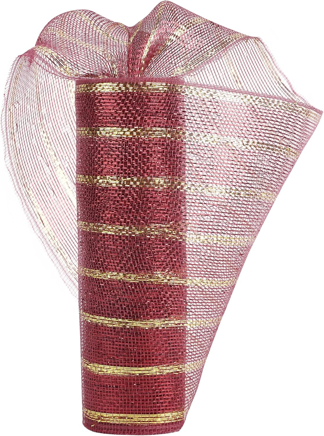 Christmas Mesh Ribbon 10 inch Wide Burgundy and Gold Deco Mesh Metallic ...
