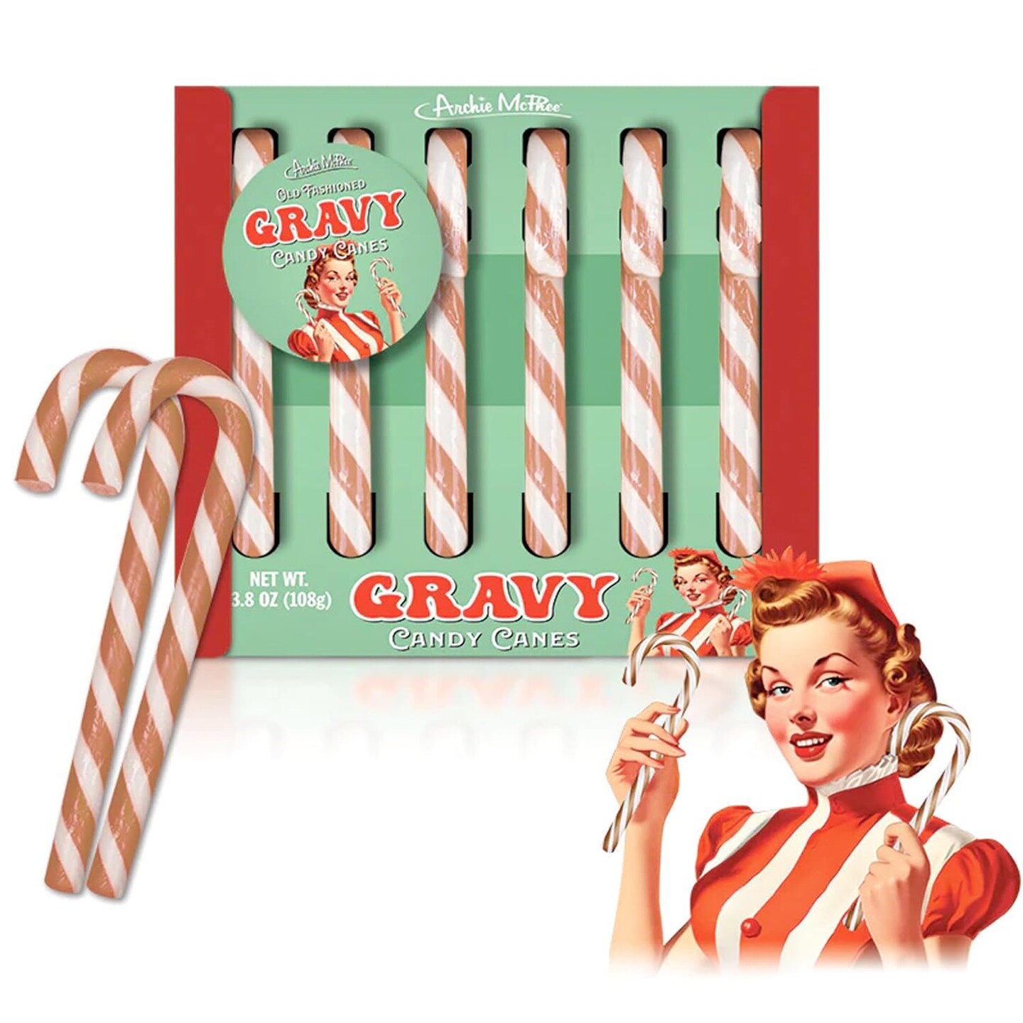 Archie McPheeGravy Magic Candy Canes | Gift Box of 6 Funny Gravy ...