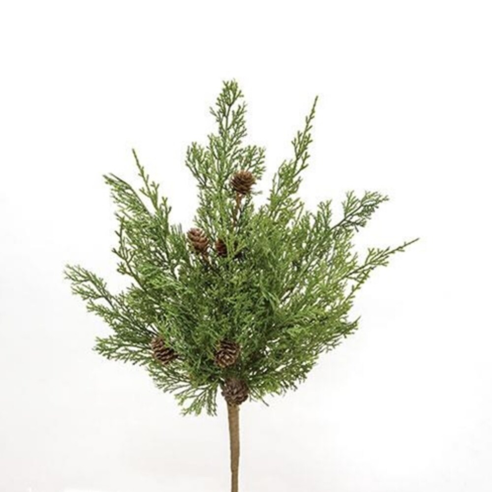 19" Western Dark Cedar and Pine-cone Bush with Flexible Wrapped Stem ...