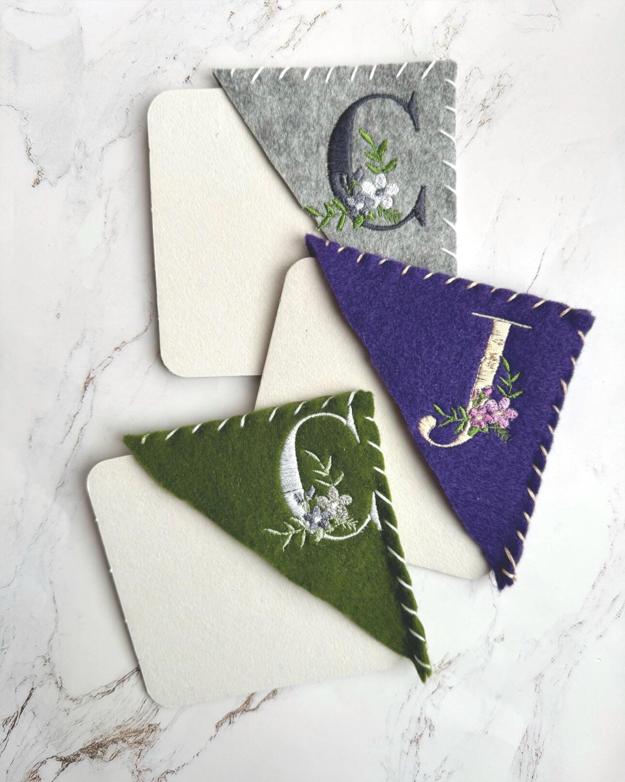 Personalized hand Embroidered corner bookmark| felt corner bookmark ...