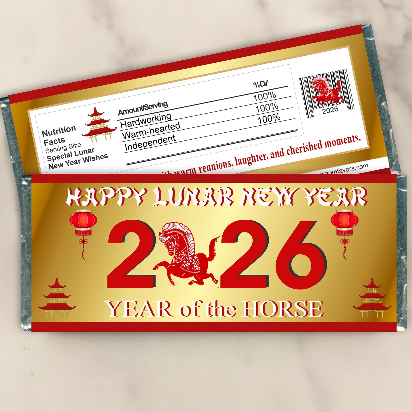 2026 Lunar New Year, Year of the Horse, Chocolate Candy Bar Wrappers ...