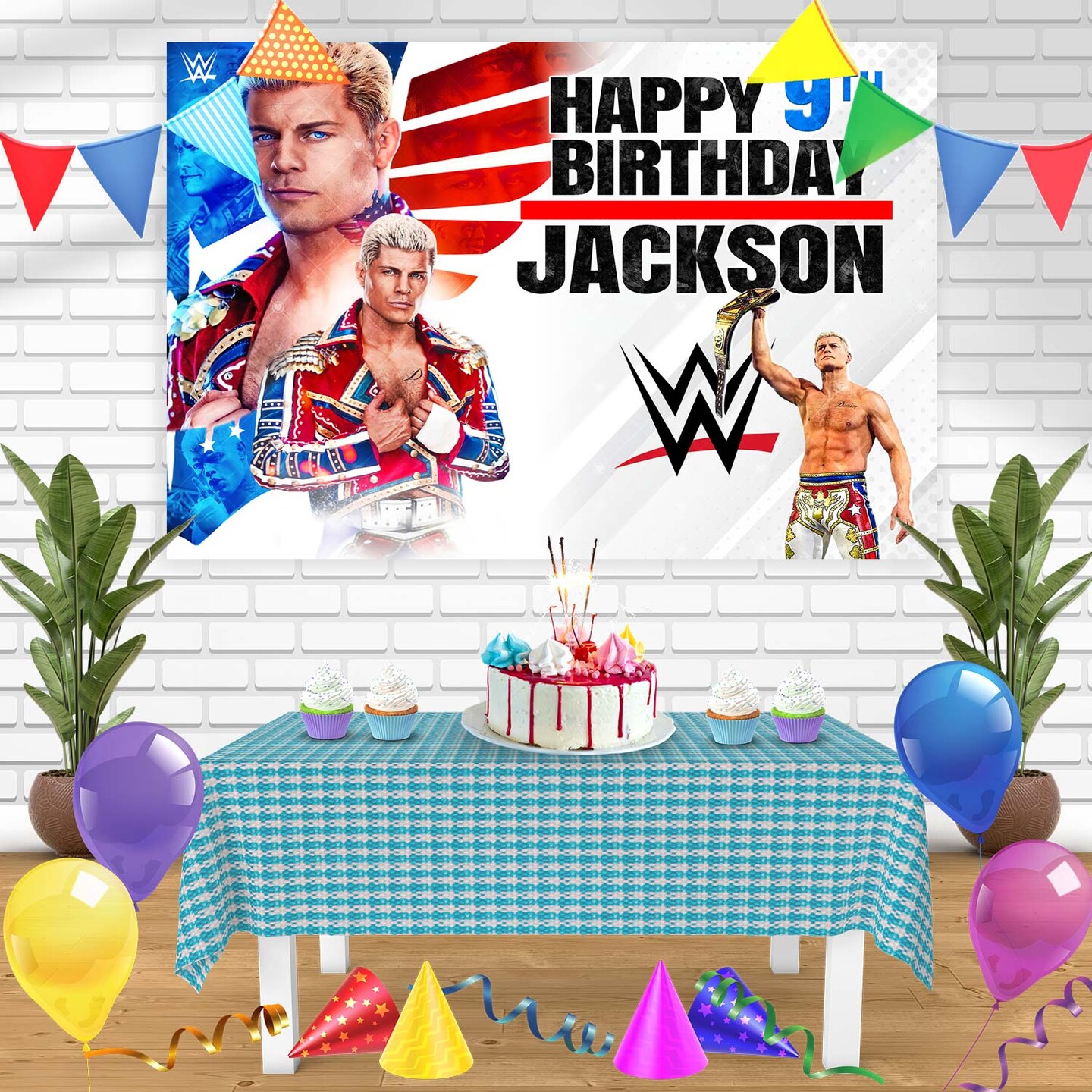 WrestleMania WWE Cody Rhodes Birthday Banner Personalized Party ...
