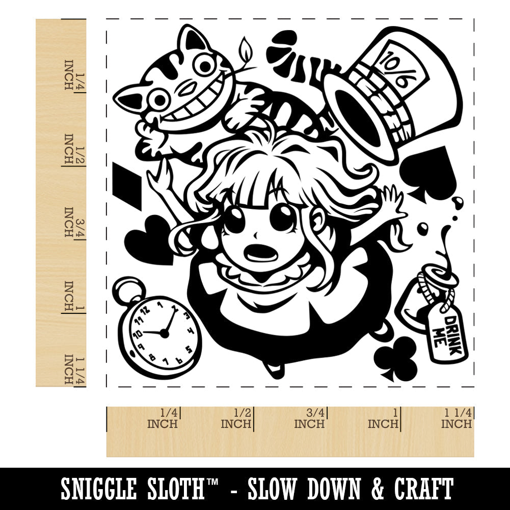 Alice's Adventures in Wonderland Square Rubber Stamp for Stamping ...