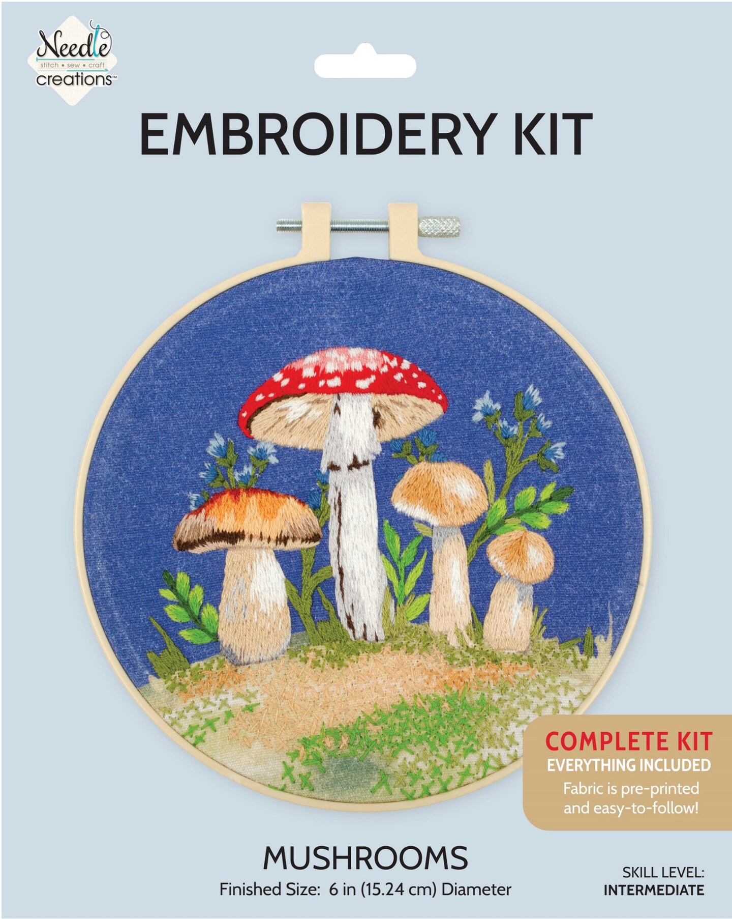 Fabric Editions Needle Creations Embroidery Kit-Mushrooms | Michaels