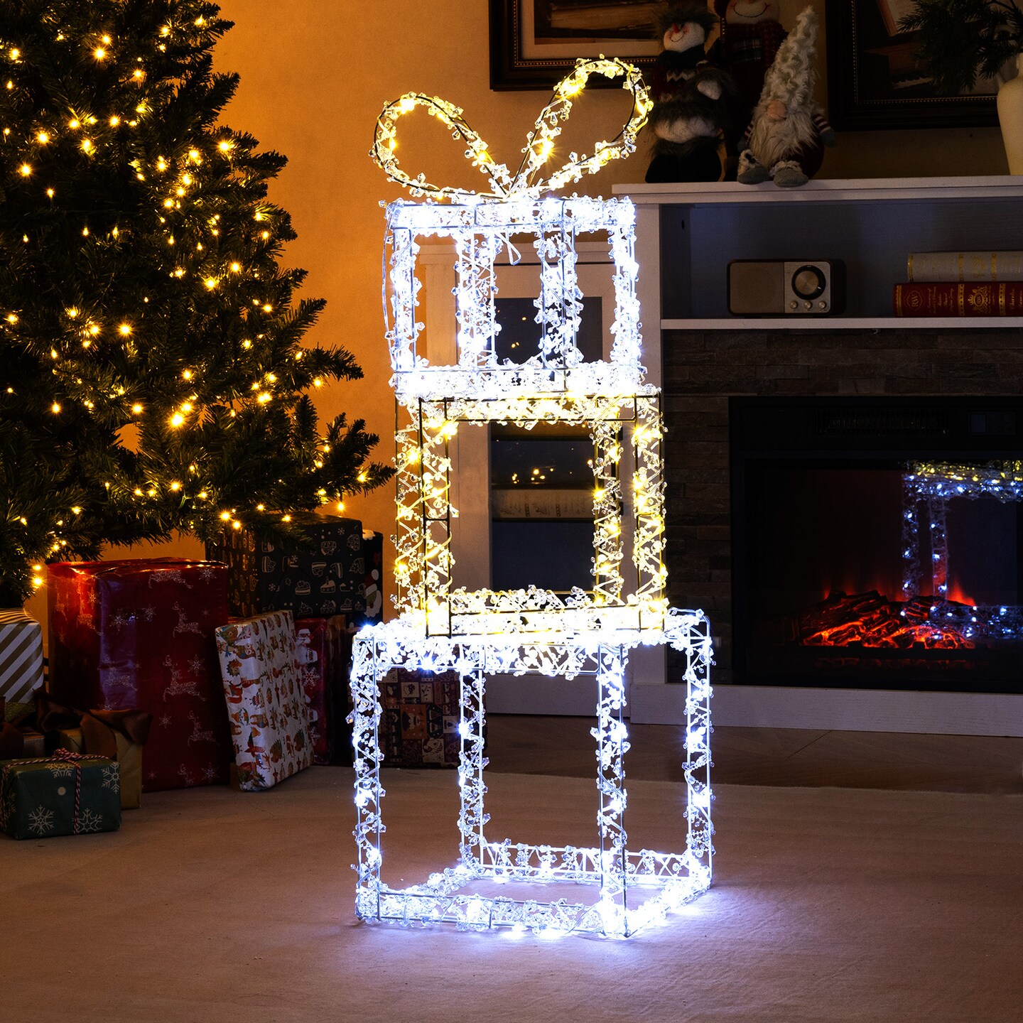 Set of 3 Lighted Gift Boxes Christmas Decoration with 200 LED Lights ...