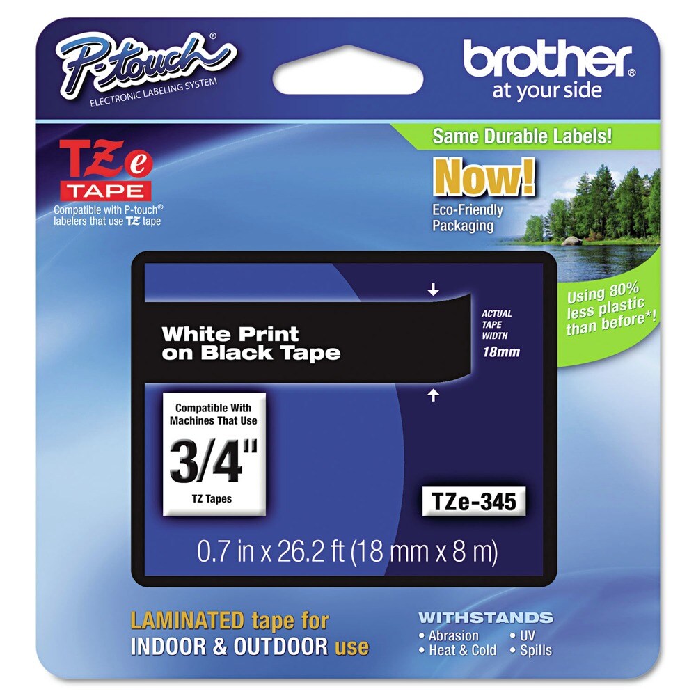 Brother P-Touch 0.7 in. x 26.2 ft. TZe Standard Adhesive Laminated ...