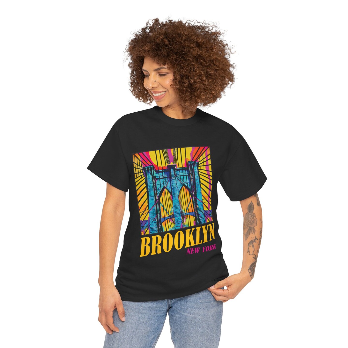 New York's Famous Brooklyn Bridge Colorful Psychedelic Look Heavy ...
