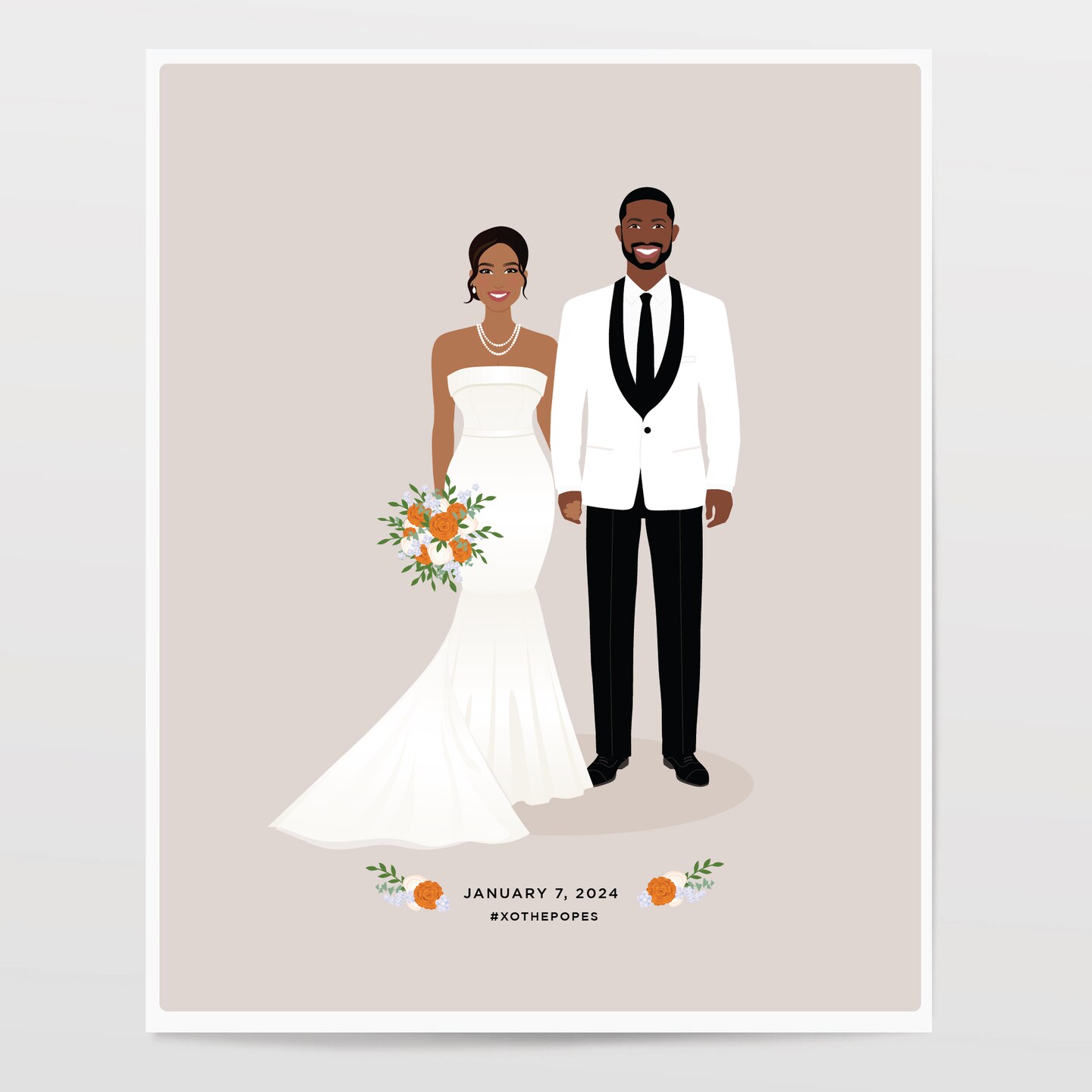 Custom wedding portrait illustration - 8X10 art print | MakerPlace by ...