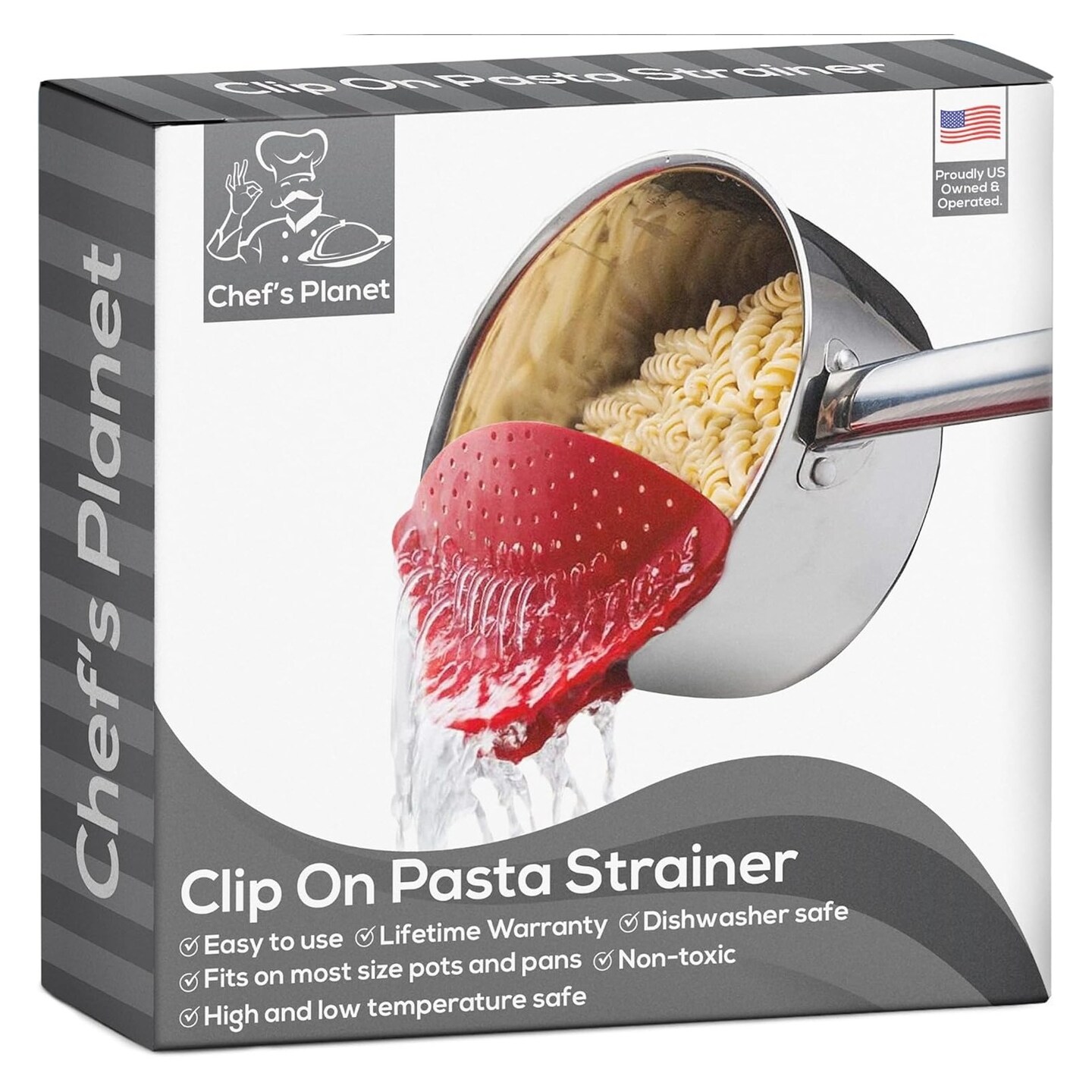 Chef's Planet Clip and Drain Strainer - Red | Michaels