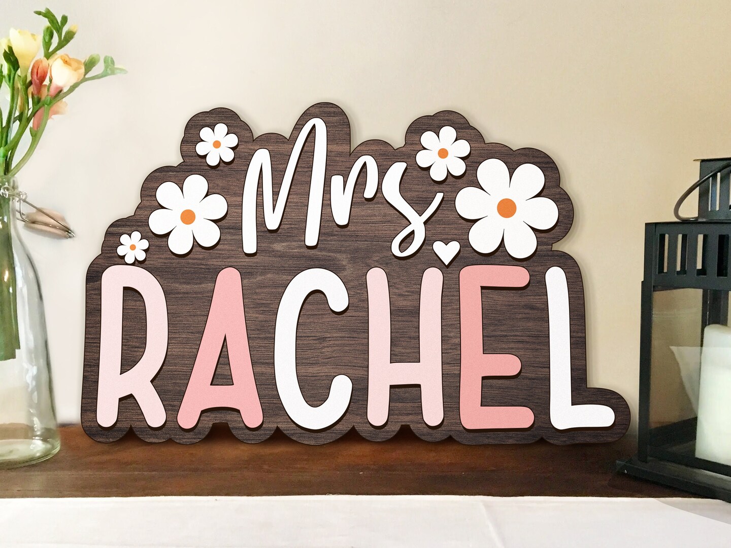 Personalized Teacher Door Sign, Teacher Name Sign, Rainbow Door Hanger ...