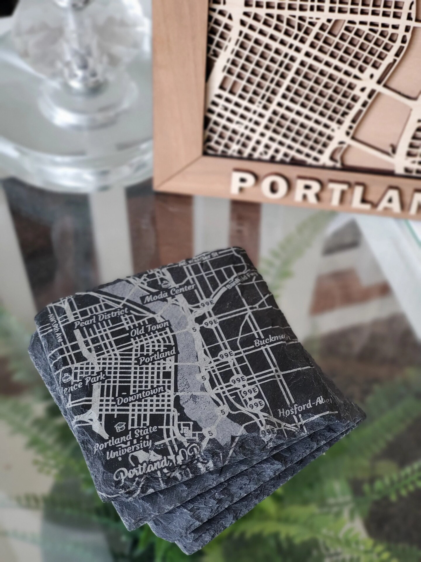 Personalized city map black slate coasters, set of 4. Any map of your ...