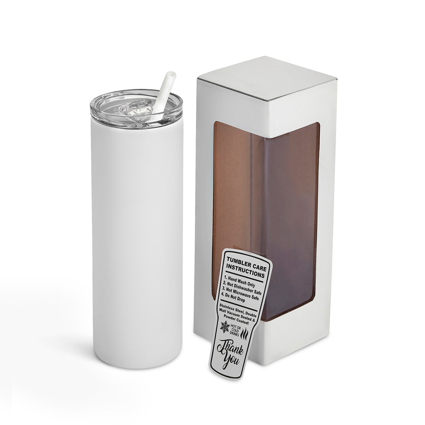 MakerFlo 20oz Skinny Powder Coated Tumbler, Stainless Steel Insulated ...