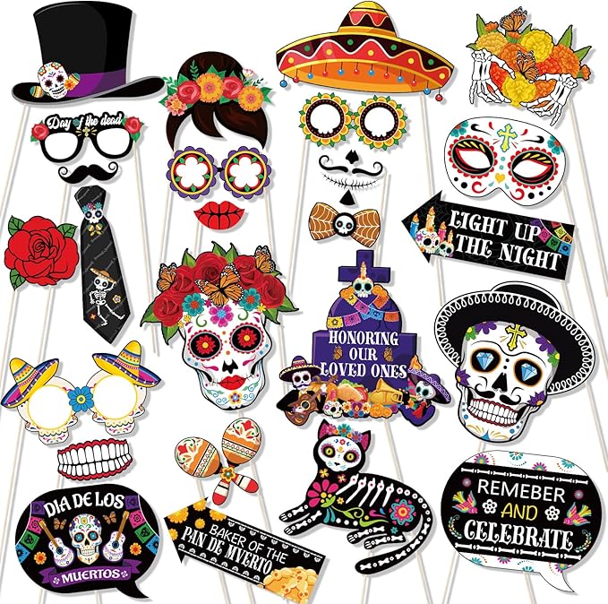 Funny Day of The Dead Photo Booth Props Dia De Los Muertos Selfie Props ...
